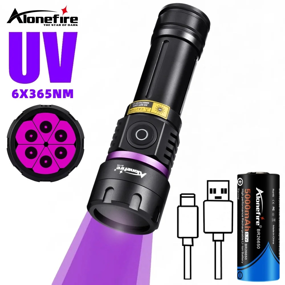 Alonefire SV115 60W สูง 6x 365nm UV ไฟฉาย LED Blacklight แมวสุนัข ...