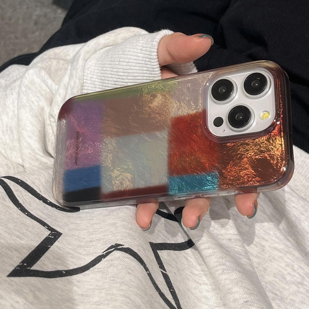 หรูหรา Colourful Square Patchwork เคสโทรศัพท์สําหรับ Iphone 16 15 14 13