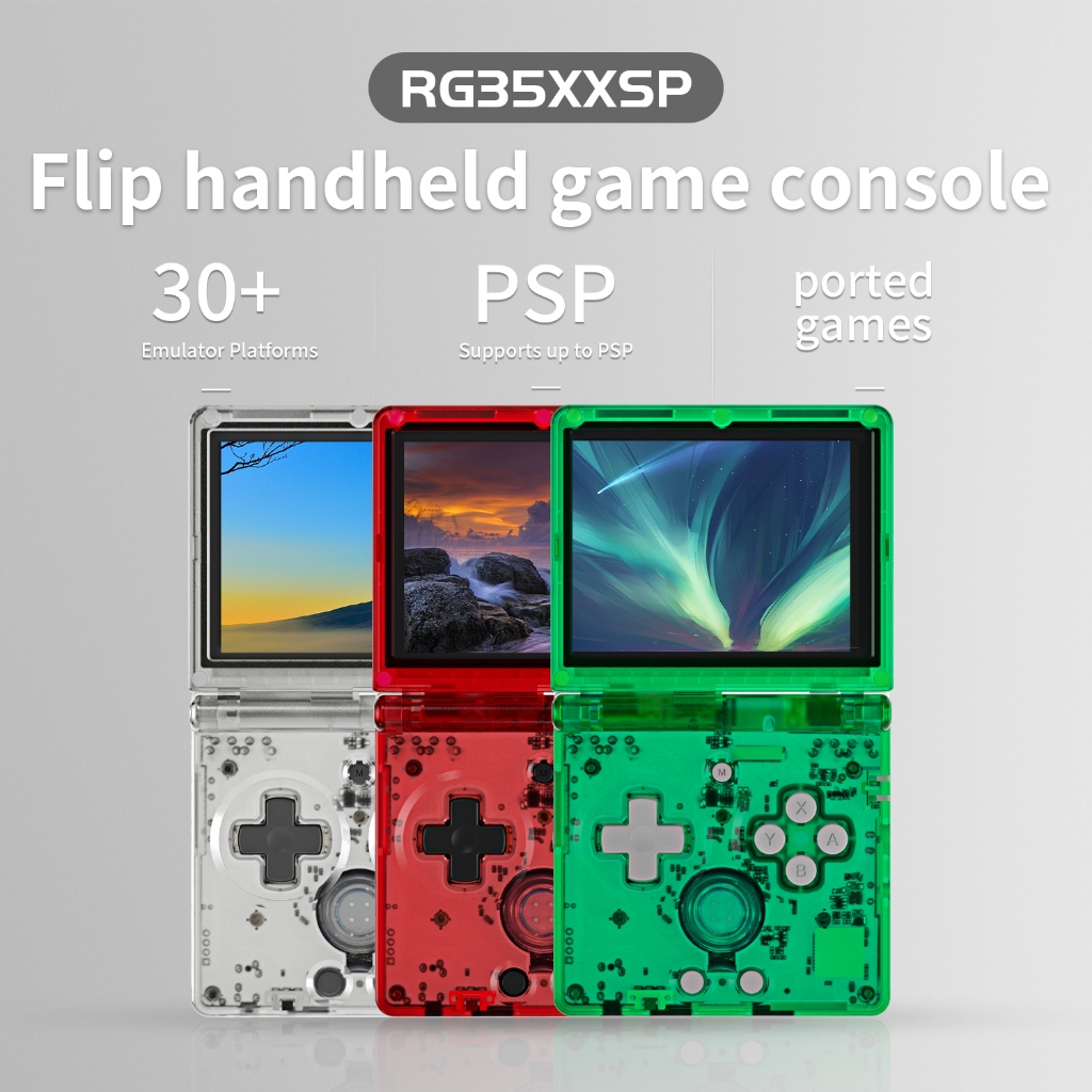 ใหม่ 3 สี ANBERNIC RG35XXSP Flip เกมคอนโซล, หน้าจอ 3.5 นิ้ว, ระบบ Linux ...