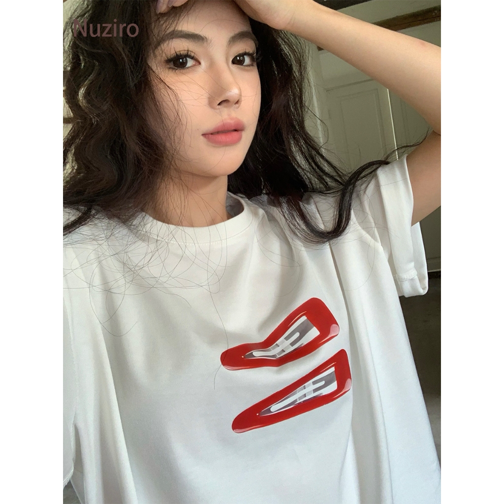 Nuziro Oversize Tee - เสื้อยืดแขนสั้นพิมพ์ลายกิ๊บแฟชั่นและสนุกสําหรับผู้หญิง #X006 | Shopee Thailand