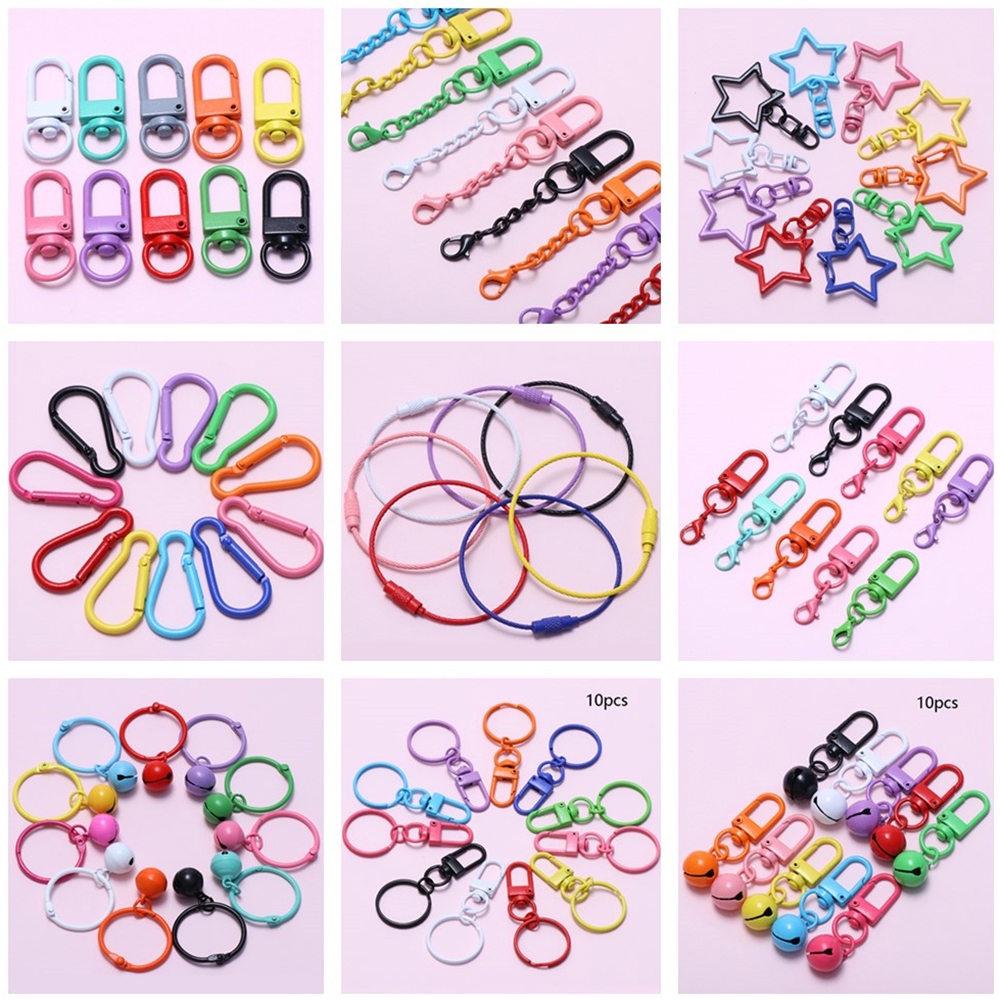 10pcs Key แหวนกุ้งก้ามกรามพวงกุญแจโลหะ Bell แยกแหวน Keyfob Charm ...