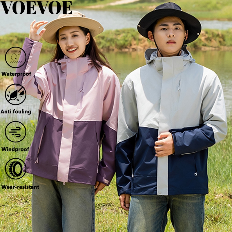 Voevoe เสื้อแจ็คเก็ตกันน้ํากลางแจ้งสําหรับผู้ชายและผู้หญิงกันลมและเสื้อโค้ทสองชิ้นที่อบอุ่น ...