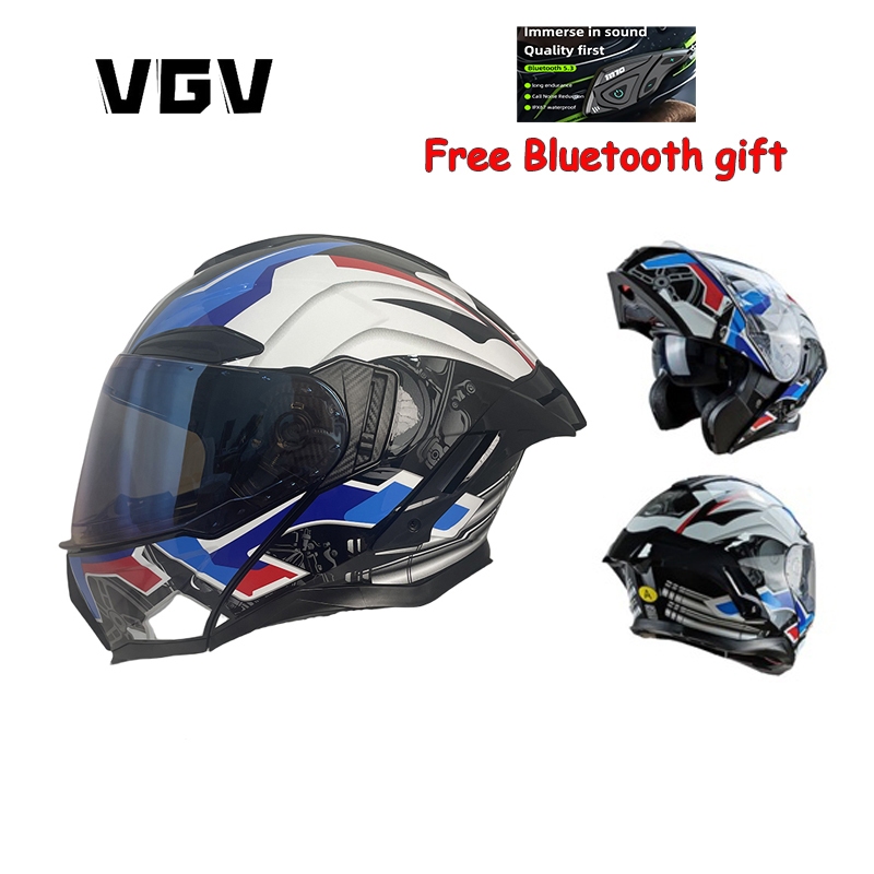 VGV หมวกกันน็อคมอเตอร์ไซค์ ฟรี Bluetooth Day Night Universal พร้อม DOT + CCC Dual Certification ...
