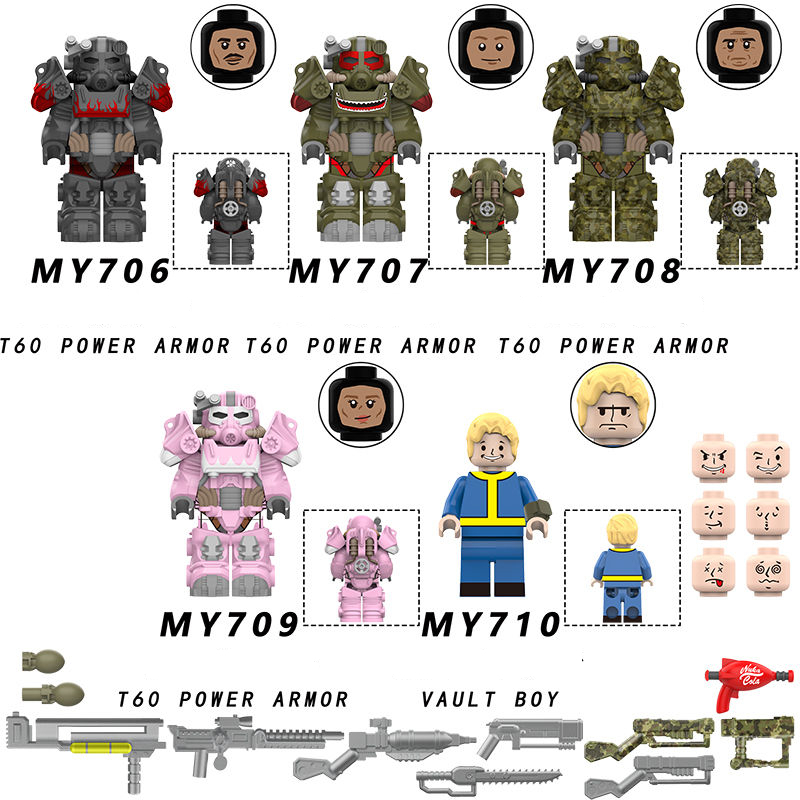 บล็อกของเล่น Fallout Shelter T60 Power Armor Figure Vault Boy Building ...