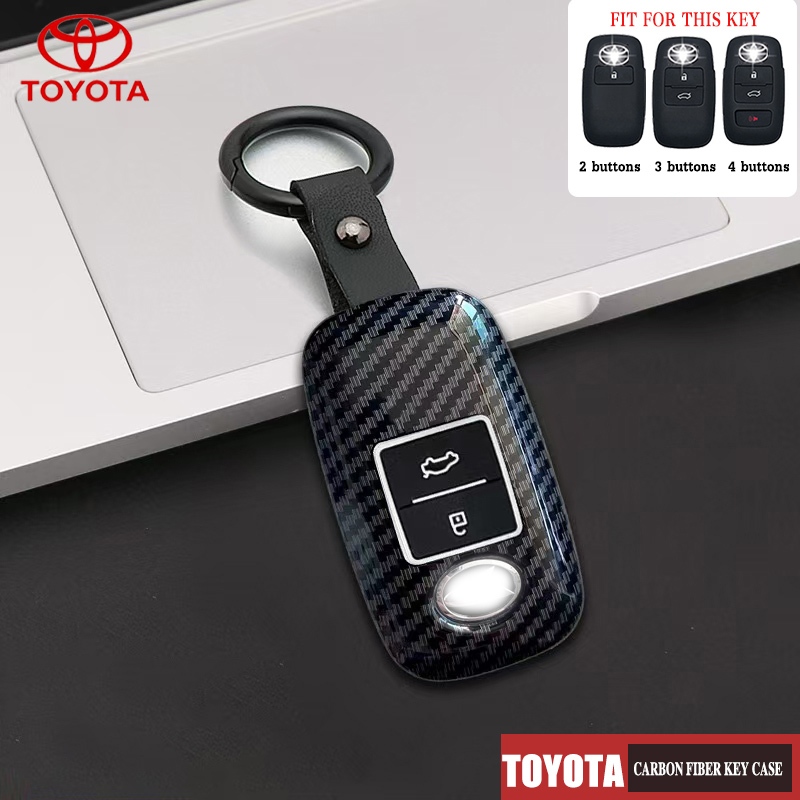 คาร์บอนไฟเบอร์รถ Remote Key Case ใช้งานร่วมกับ Toyota Yaris/Vios/Veloz ...