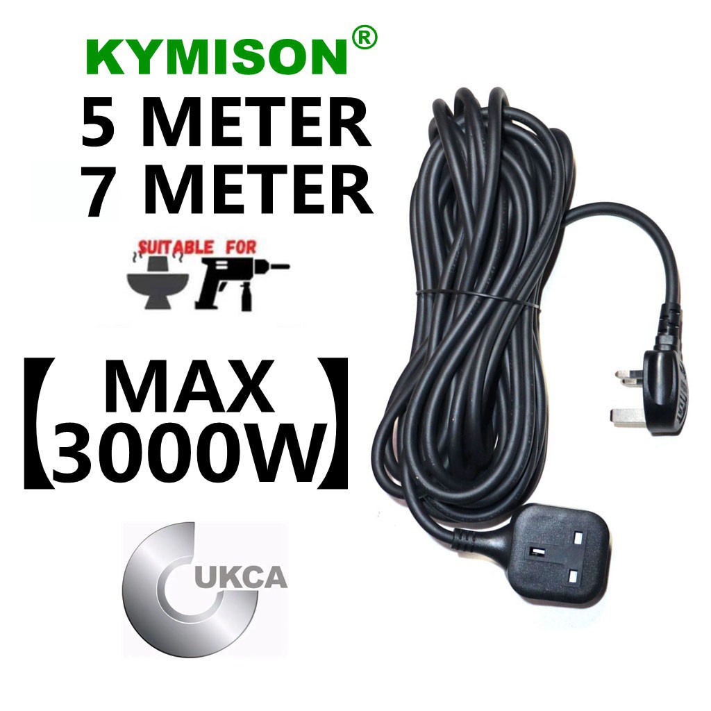 Uk BS1363 13A Molded Plug to Socket Power Extension Cable, 3x1.25mm ...