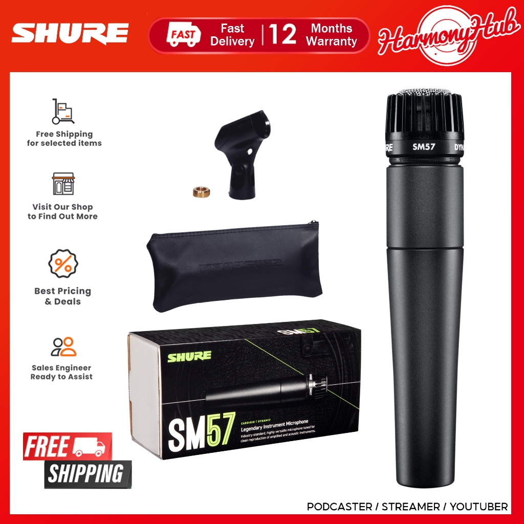 Shure SM57 ไมโครโฟนเครื่องดนตรีแบบไดนามิก | Shopee Thailand