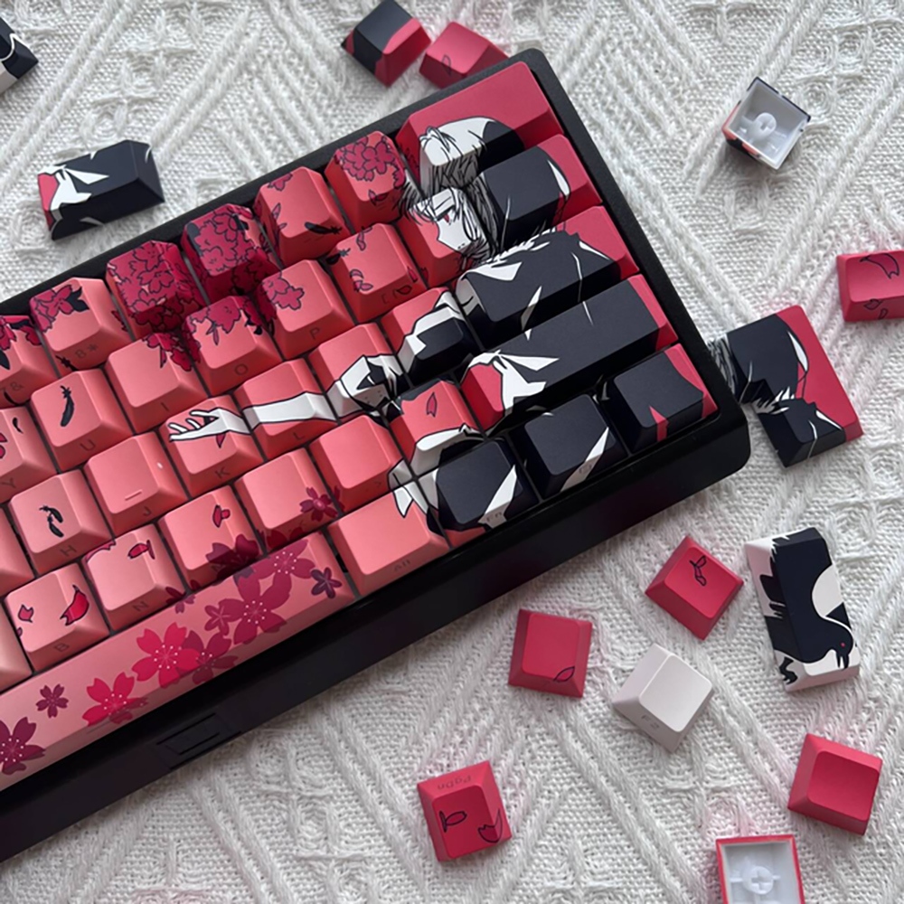 Sakura Raven keycap cherry profile side print PBT Dye-sub keyboard ...