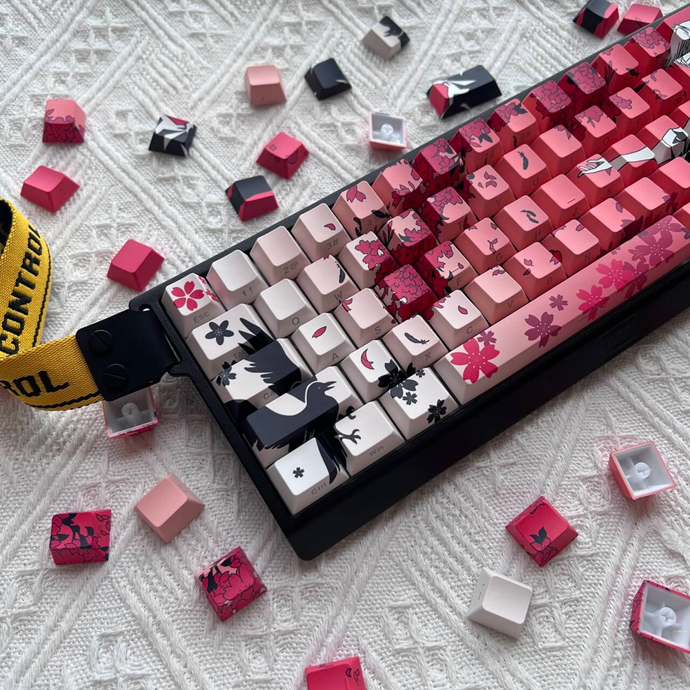 Sakura Raven keycap cherry profile side print PBT Dye-sub keyboard ...