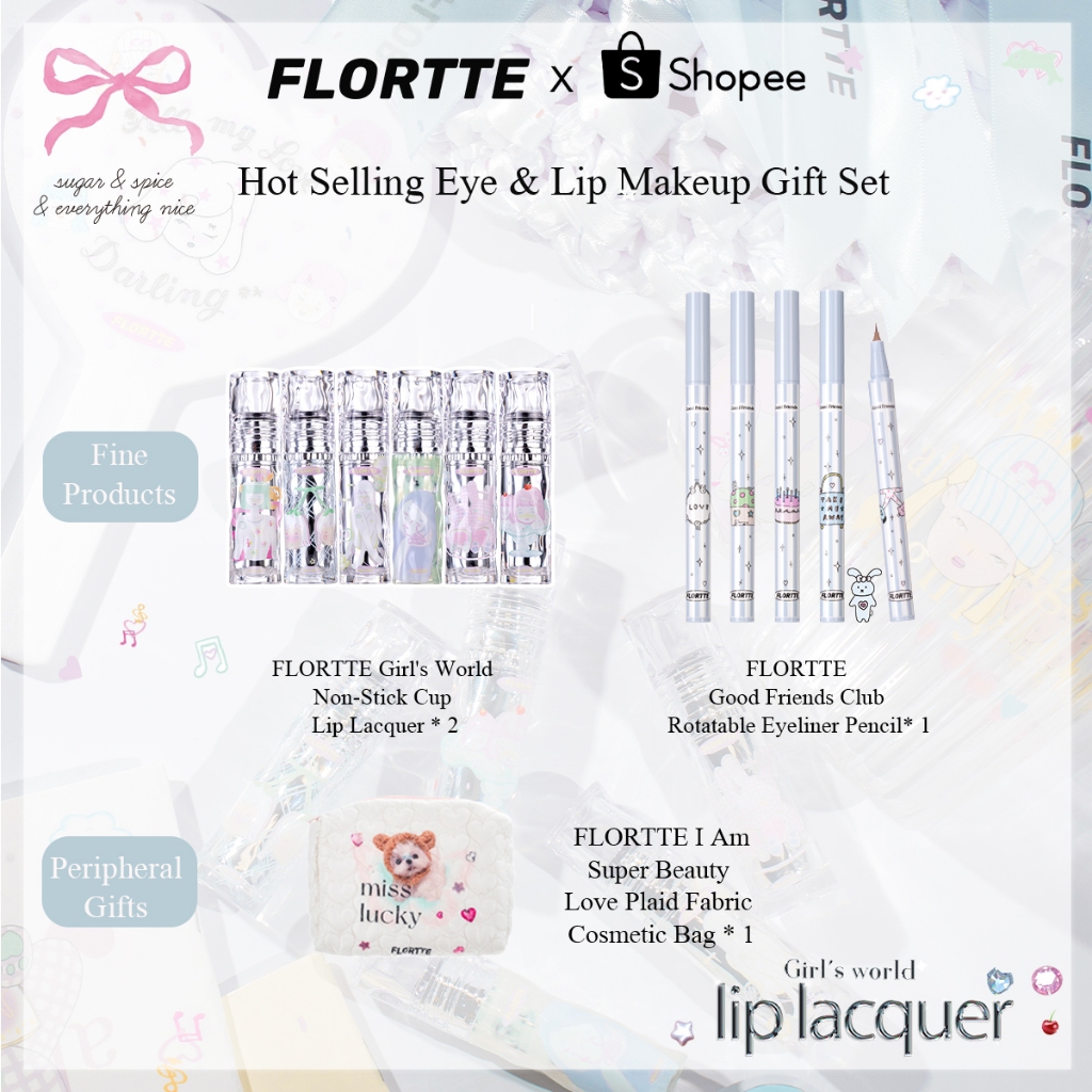 Flortte ชุดของขวัญแต่งหน้า Eye & Lip ขายร้อน | Shopee Thailand
