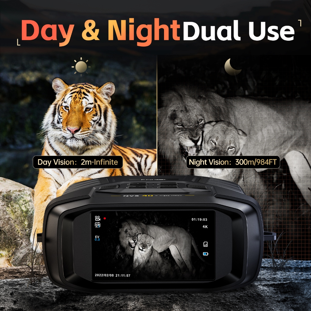 Fnirsi NVS-40 กล้องโทรทรรศน์ 4K HD กล้องส่องทางไกล Night Vision Goggles ...