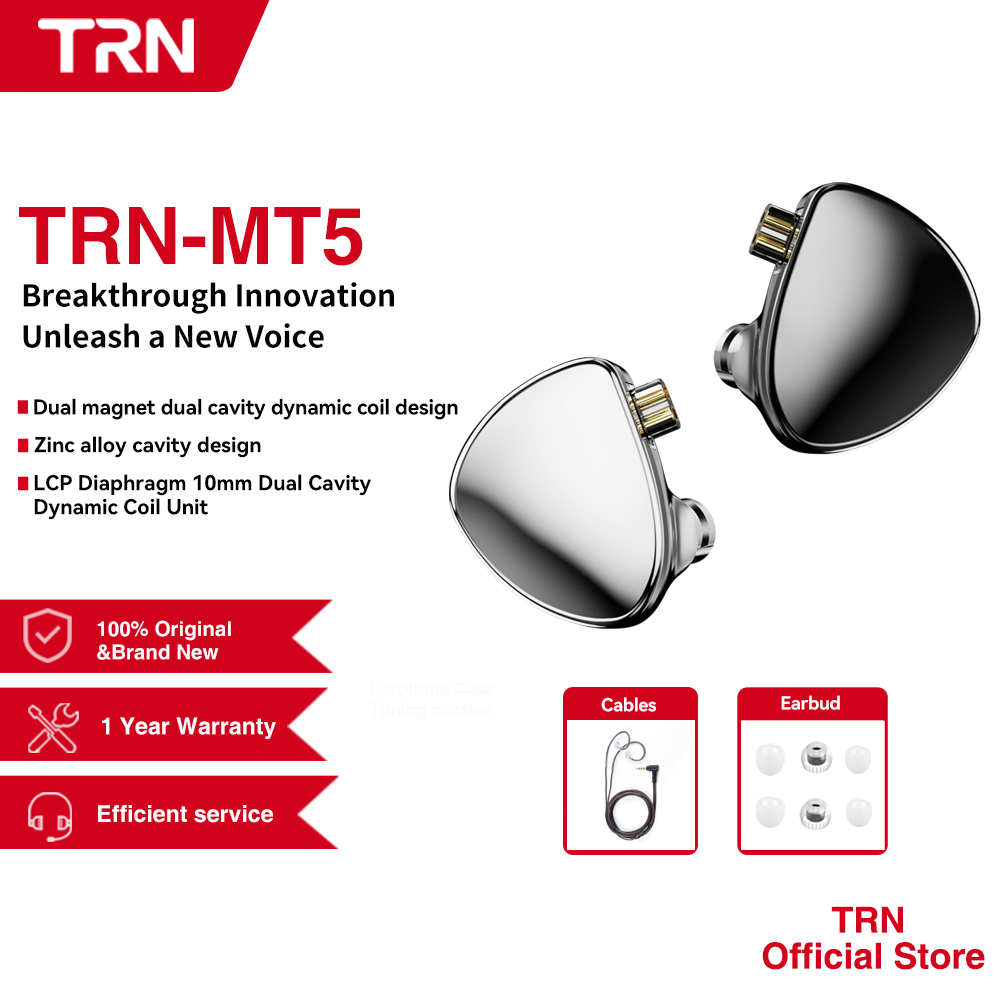 Trn MT5 หูฟัง 10 มม.LCP Dual Dynamic Driver HiFi Bass IEM ชุดหูฟังพร้อม ...