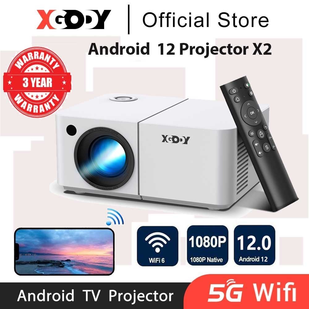 XGODY X2 โปรเจ็กเตอร์ 4K HD WiFi Bluetooth Projector โปรเจ็กเตอร์ ...