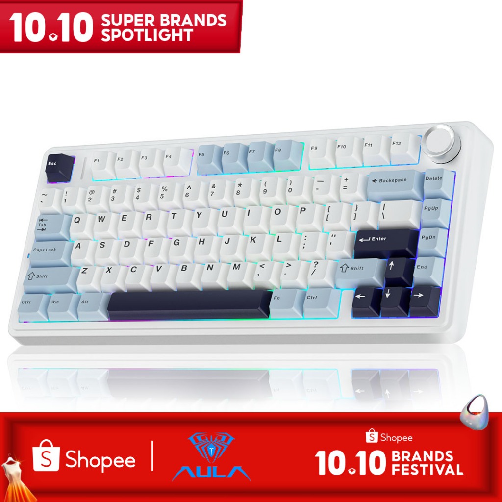 AULA F75 Mechanical Keyboard คีย์บอร์ดเล่นเกม แบบใช้สาย 75% 80 คีย์ RGB ...