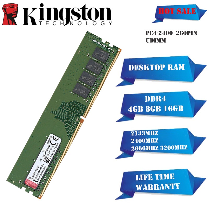 เดสก์ท็อป RAM DDR4 4GB 8GB 16GB 2400/2133/2666Mhz Kingston Memory Stick PC4-2400T CL17 UDIMM ...