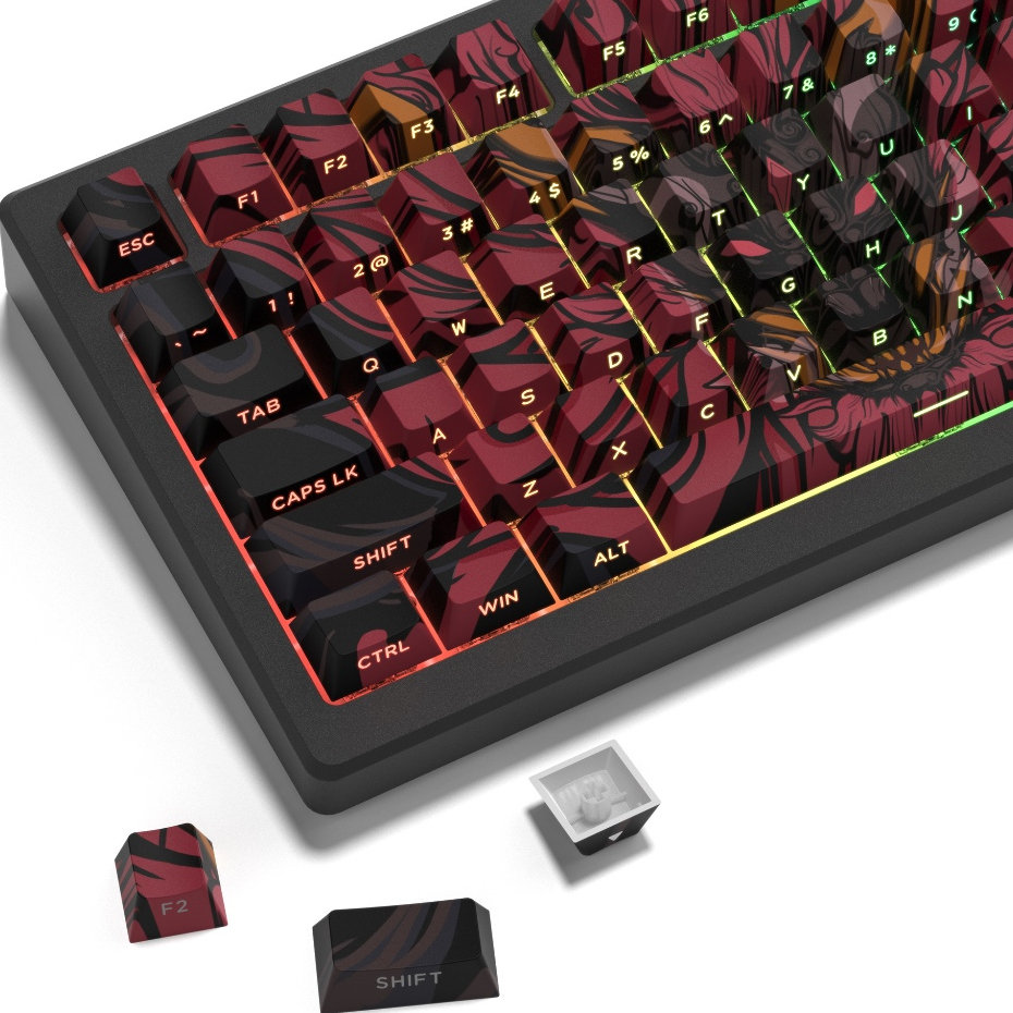 Voier 130 คีย์ Dragon Dye Sub Keycaps สําหรับ Wooting 60 HE สําหรับ ...