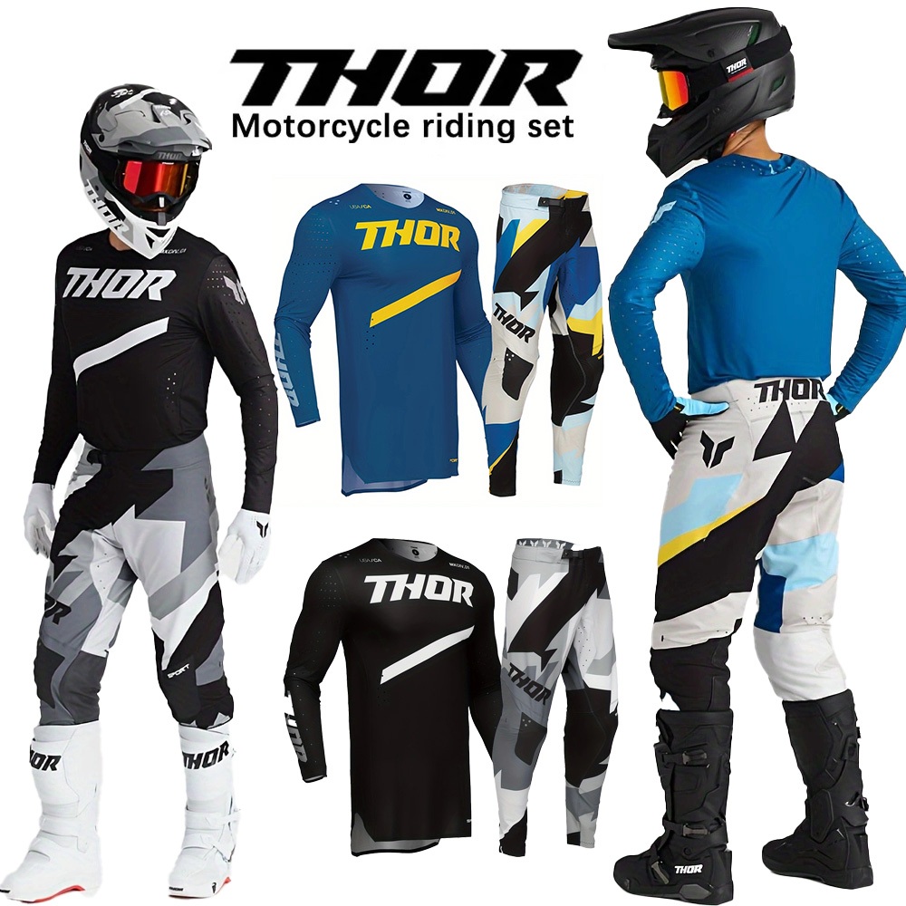 Thor 2025 Midnight Retro Blue/Grey Gear Set Off road Motorcycle Racing ...