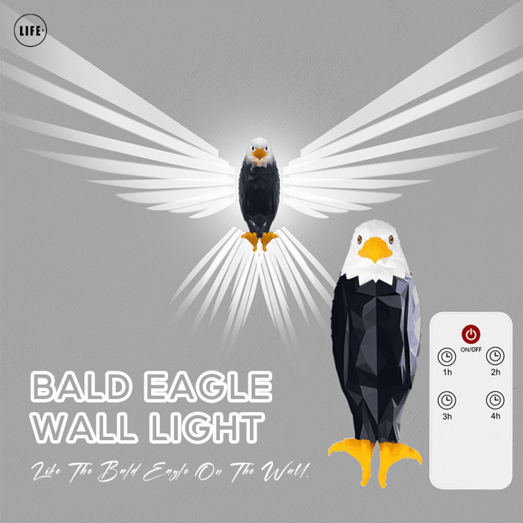 3life Bald Eagle Wall Light Projection LED แขวนรีโมทคอนโทรลการตั้งค่าจับเวลาไม่มีแสงสีฟ้าอันตราย ...