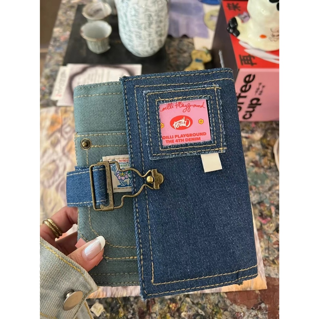 Retro A7 Junk Journal สไตล์ฮ่องกงเปล่าหน้าด้านในโน้ตบุ๊คคู่มือ Denim Binder สมุดบันทึกไดอารี่ ...