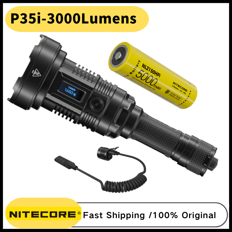 Nitecore P35i 3000Lumens ชาร์จไฟฉายระยะไกลพิเศษพร้อมแบตเตอรี่ 5000mAh + RSW2i สวิตช์ระยะไกลไฟ ...