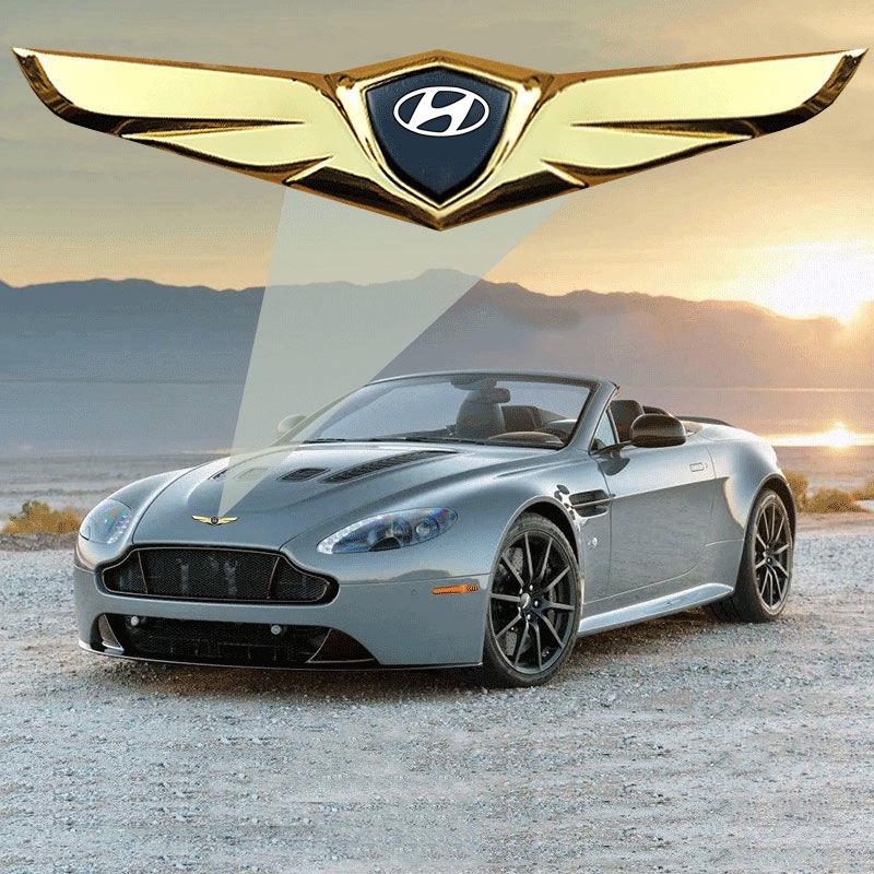 Hyundai รถสติกเกอร์ลักษณะการปรับเปลี่ยนด้านหน้า Hood โลหะตกแต่งด้านหลังประตู 三维 ส่วนบุคคล Wing ...