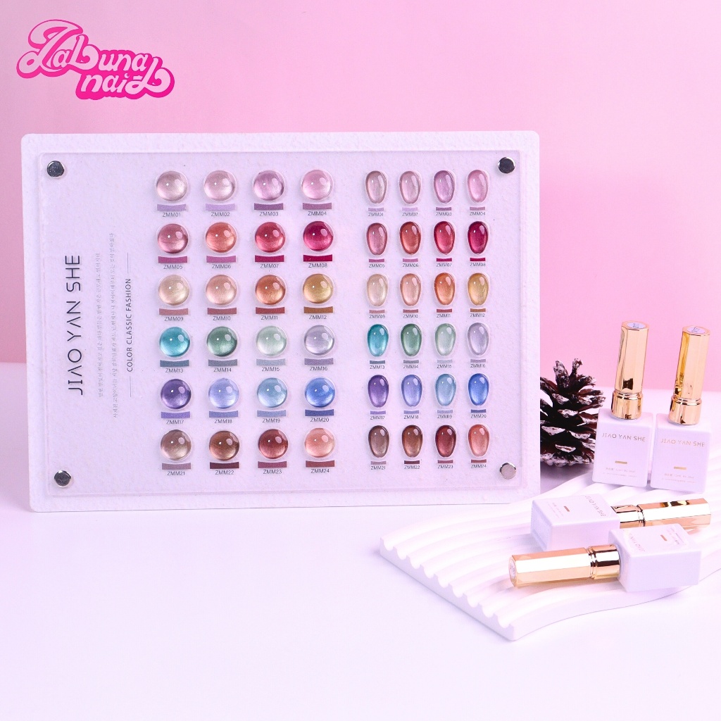 【พร้อมส่ง】JYS ชุดยาทาเล็บตาแมว 24 สีลูกปัดแก้ว (JIAO YAN SEH) การ์ดสี ...