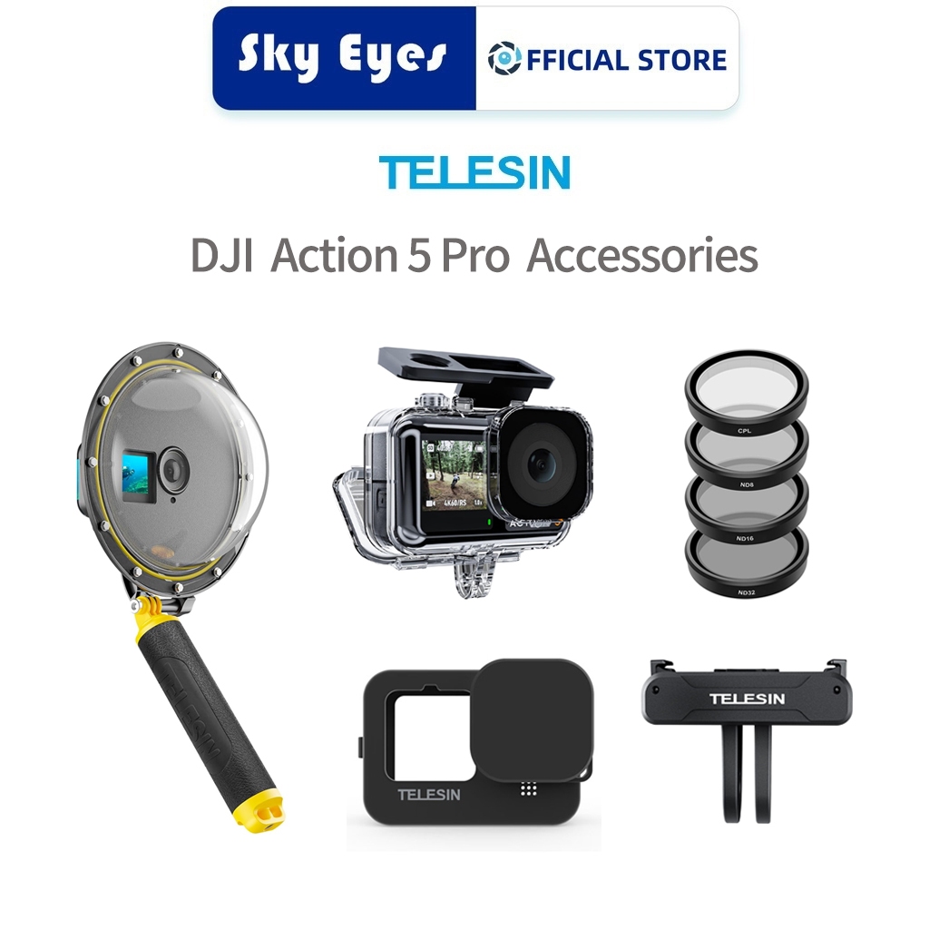 อุปกรณ์เสริมกล้อง TELESIN DJI Action 5 Pro (ตัวกรองเลนส์/อะแดปเตอร์ฐาน ...