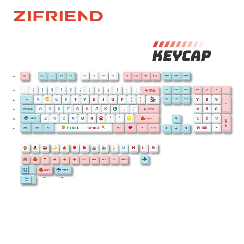 ZIFRIEND Pink Pixel Keycap XDA Profile PBT 134 Keys | Shopee Thailand