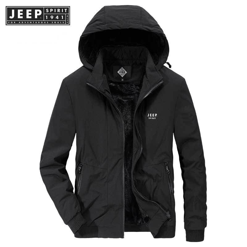Jeep SPIRIT 1941 ESTD 2024 Winter Plush หนาแฟชั่น Hooded Warm Coat ...