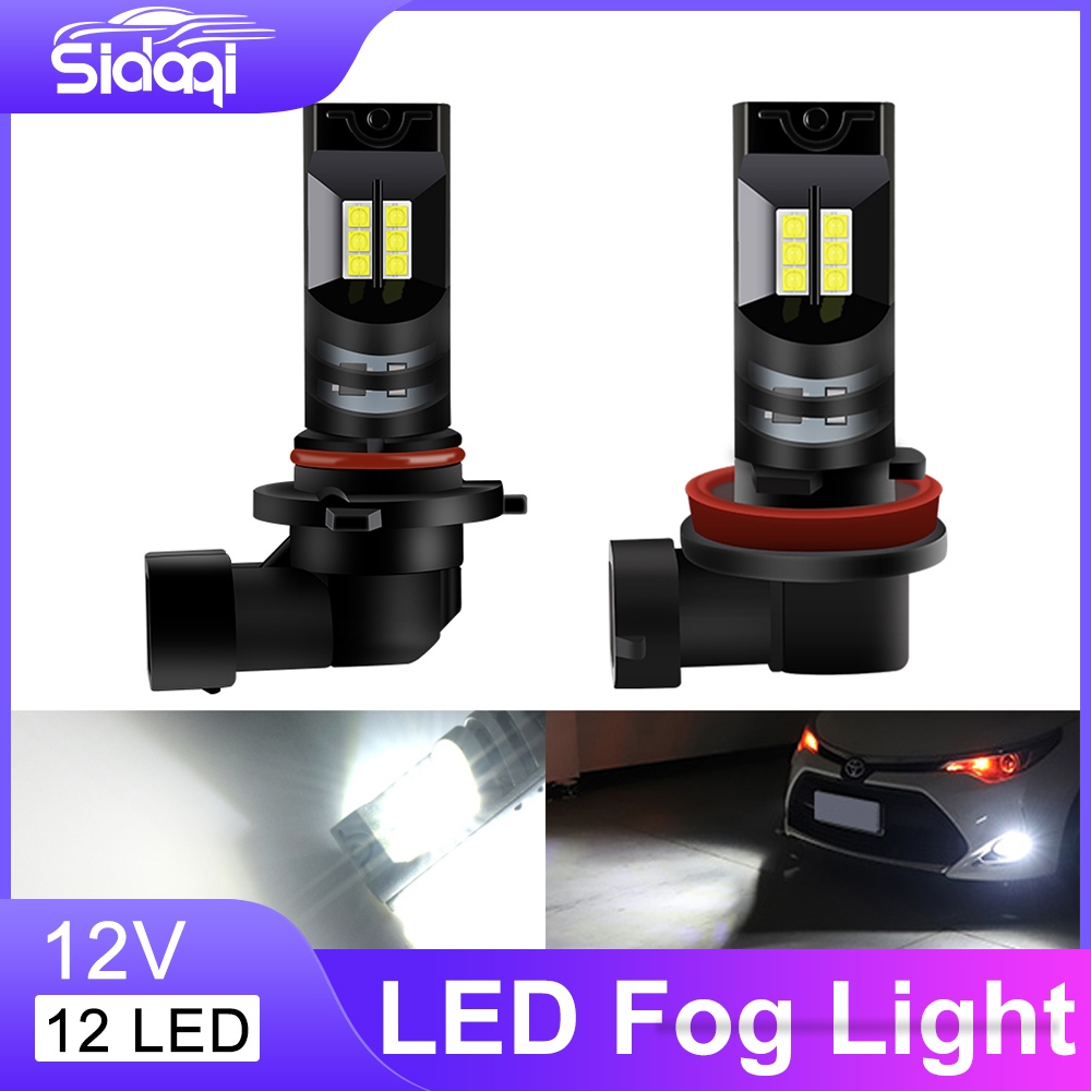 2 ชิ้นรถ LED หมอก DRL H8 H9 H11 9005 HB3 9006 HB4 12SMD ไฟวิ่งกลางวัน 12V 30W 6000K สีขาวอะไหล่ ...