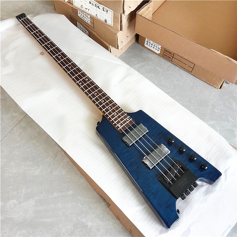 4 Strings Headless กีตาร์ไฟฟ้าเบส,Flame Maple Skin Top Mahogany Body ...
