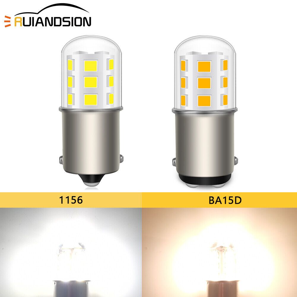 Ruiandsion 1156 BA15D LED รถไฟเลี้ยวเบรค AC/DC12-24V Non Polarity สีขาว ...