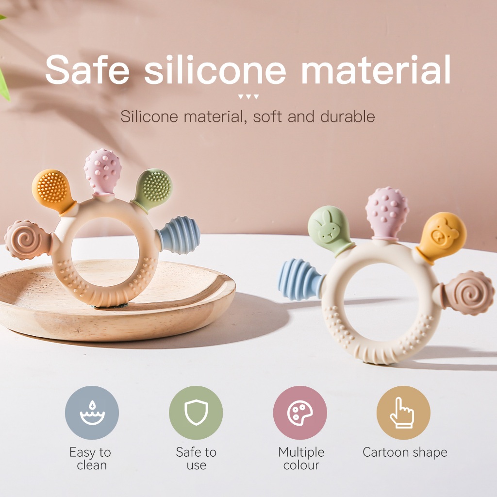 Baby Silicone Teether Animal Shape Baby Molar Toys Soothing Teething ...