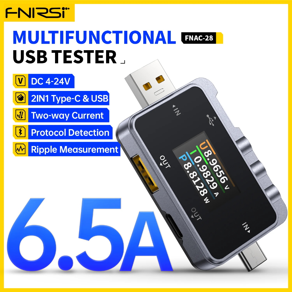 Fnirsi FNAC-28 2 IN 1 Type-C USB Tester Digital Voltmeter Amterimetor ...