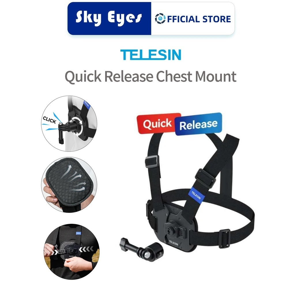 Telesin Quick-Release Chest Mount Harness สายรัดหน้าอกสําหรับ GoPro 13 ...
