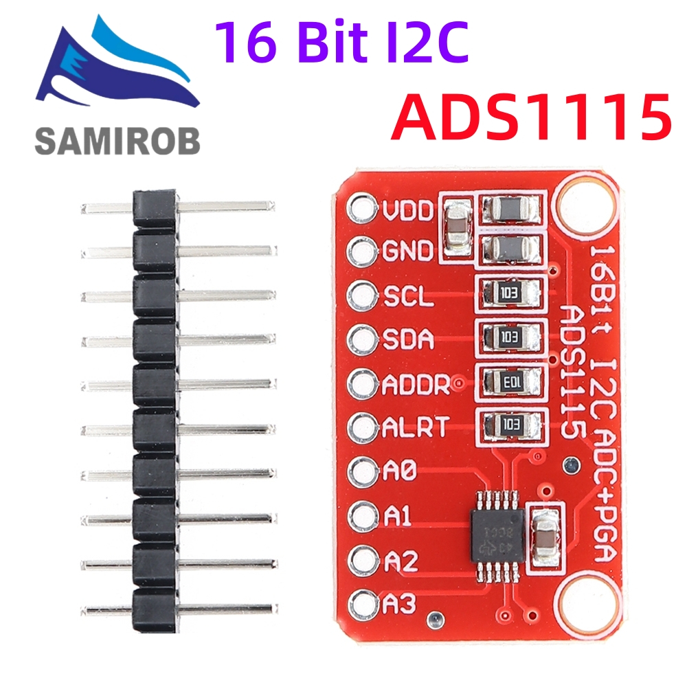 Ads1115 โมดูลสีแดง 16 บิต I2C ADC 4 ช่องพร้อม Pro Gain Amplifier ...