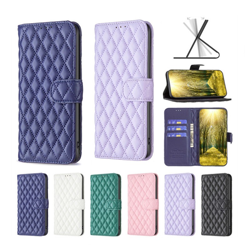 สําหรับiphone SE 2 3 7 8 11 12 13 X XS XR Pro Max Plus 2020 2022 Flipปลอกหนังหัวเข็มขัด Lattice ...