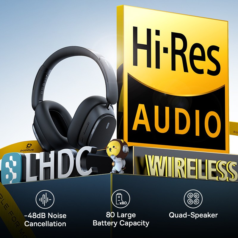 Baseus H1 H1Pro H1i Hybrid 40dB ANC หูฟังไร้สาย 4 ไมค์ ENC หูฟังบลูทูธ 5.2 40 มม.HiFi Over the ...