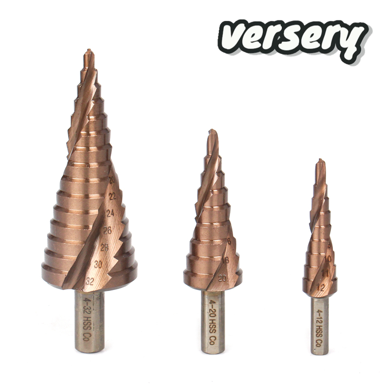 จัดส่งฟรี HSS M35 Cobalt Step Drill Bits 4-12/4-20/4-32 มม.ชุดเลื่อยเกลียว Groove สามเหลี่ยม Hex ...