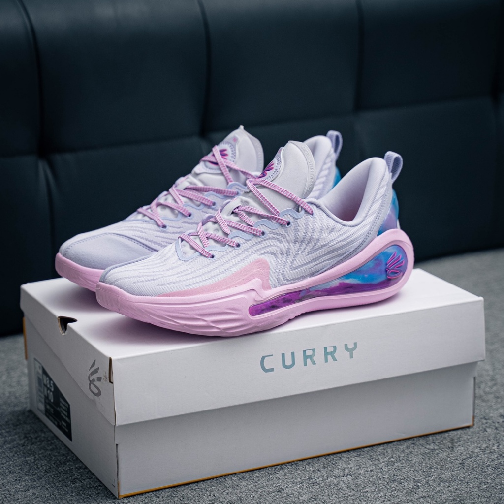 New Curry 12 สีชมพูสีม่วง Retro Low cut Casual Breathable กีฬากันกระแทก ...