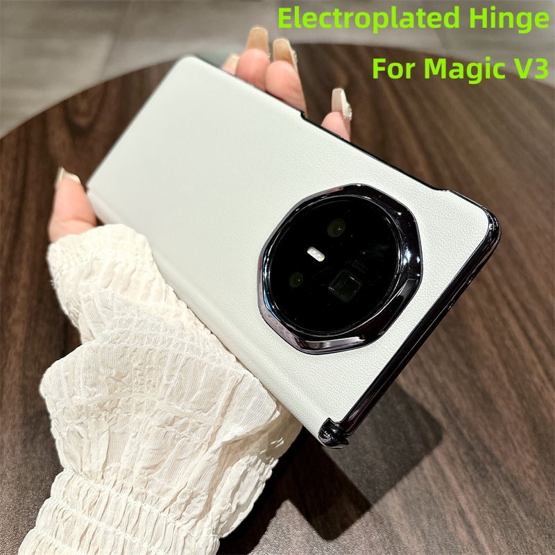 บานพับไฟฟ้าสําหรับ Huawei Honor Magic V3 V2 VS2 VS3 Casing Matte Plain Leather Anti ลายนิ้วมือ ...