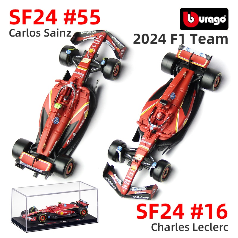 Bburago F1 2024 Ferrari SF24 #16 Charles Leclerc #55 Sainz Diecast Alloy Model Toys Collection ...