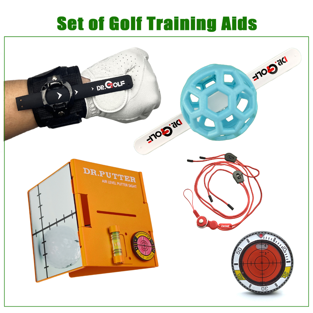 5 PCS Dr.Golf Golf Training Aid Set Green Reader Mirror Swing Trainer Wriststrap Swing Trainer ...