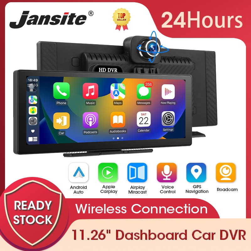 Jansite 11.26 นิ้วรถ DVR 4K Android ควบคุมเสียงอัตโนมัติ GPSWiFi Dual เลนส์ APP การตรวจสอบระยะ ...