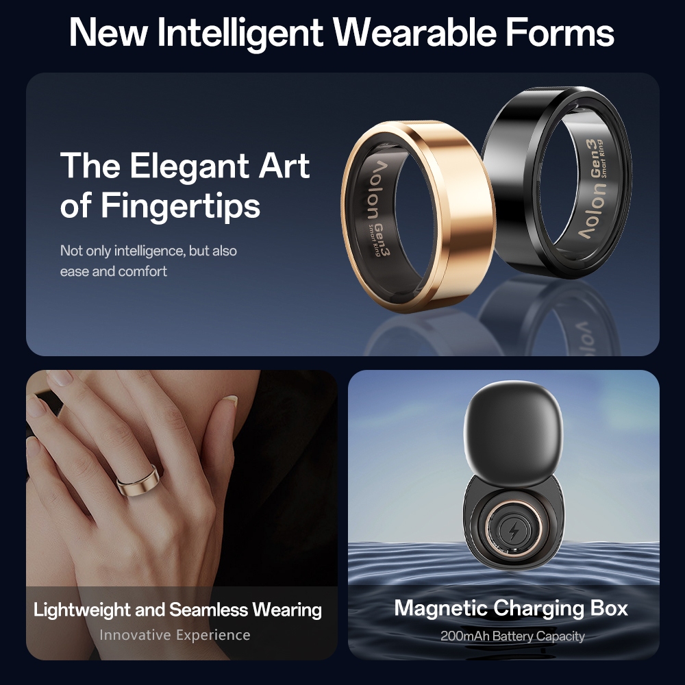 Aolon Smart Ring 2.9g วัดชีพจร สามารถว่ายน้ํา fit tracker น้ําหนักเบา ...