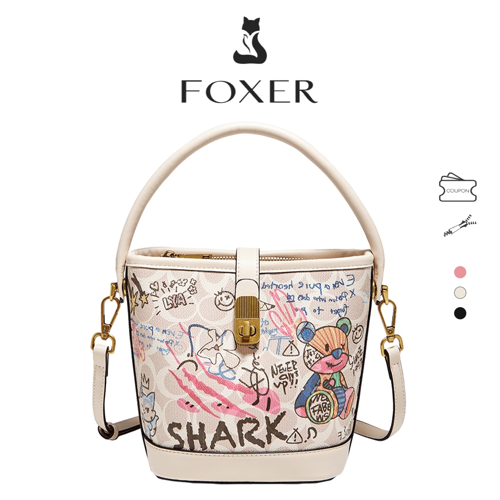 FOXER กระเป๋าสะพายแฟชั่น สายปรับได้ กระเป๋าสะพายข้างลายกราฟฟิตี้ ...