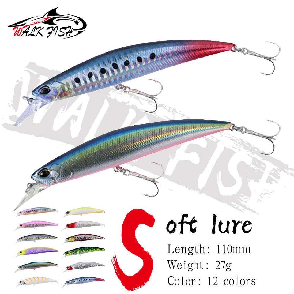Walk FISH 1 ชิ้น 110 มม. 27g Minnow เหยื่อแข็ง Wobble เหยื่อตกปลาลอย ...