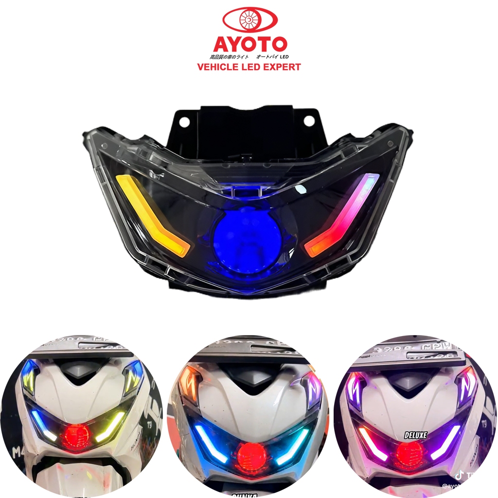Ayoto BEAT DELUXE ชุดไฟหน้า led ไฟเลี้ยว RGB บลูทูธสําหรับสกู๊ตเตอร์รถ ...