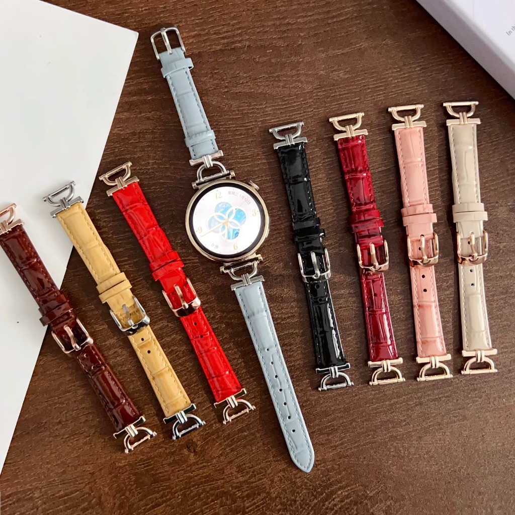 Bright D Leather 18mm 20mm 22mm Loop Compatible For สาย Huawei watch GT ...