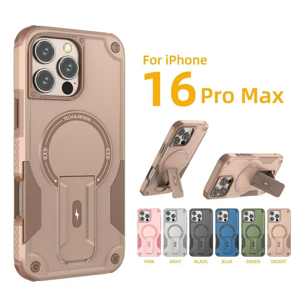 ทนทานเกราะกันกระแทก Hidde Bracket เคสโทรศัพท์แม่เหล็กสําหรับ iPhone 16 15 14 13 12 Promax Plus ...